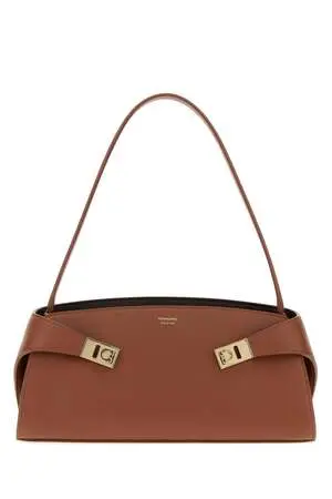 FERRAGAMO Caramel Leather Hug Shoulder Bag - Light Brown