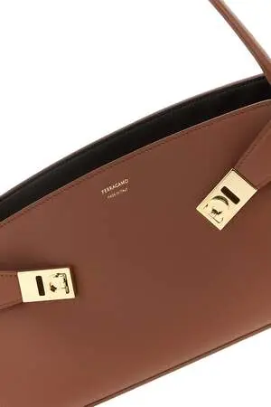 FERRAGAMO Caramel Leather Hug Shoulder Bag