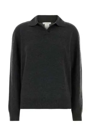 THE ROW Charcoal Cashmere Oashi Polo Shirt - Grey