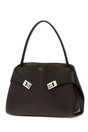 FERRAGAMO Dark Leather Medium Hug Soft Shoulder Bag