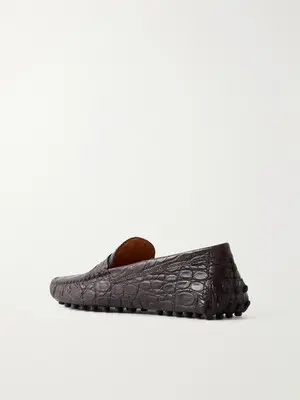 TOD'S Gommino Croc-effect Leather Loafers