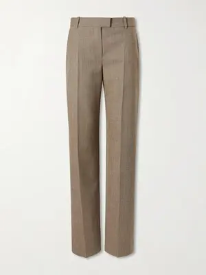 Alexander McQueen Pleated Wool-gabardine Straight-leg Trousers