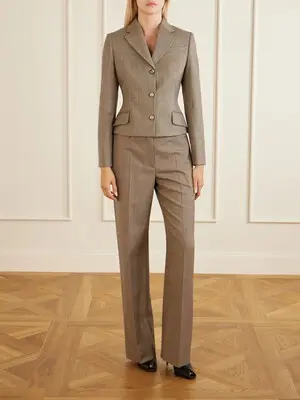 Alexander McQueen Pleated Wool-gabardine Straight-leg Trousers