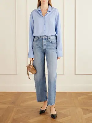 THE FRANKIE SHOP Peri Oversized Striped Shirt - Blue