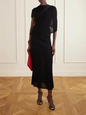 Balmain Plissé-crepe Midi Skirt