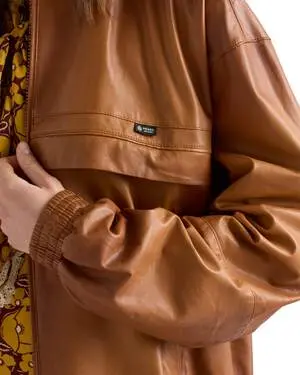 Prada Nappa Leather Jacket With Stand-up Collar - Light Tan