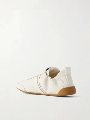 Chloé Kick Textured-leather Low-top Sneakers - Neutrals