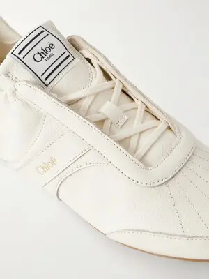 Chloé Kick Textured-leather Low-top Sneakers - Neutrals