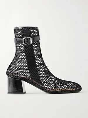 Alaïa Fishnet 55 Leather Ankle Boots