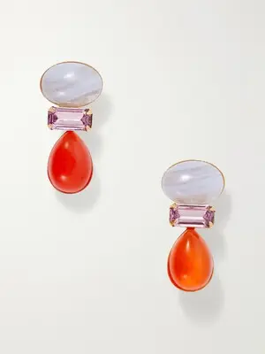 JENNIFER BEHR Talia Gold-tone Carnelian And Agate Embellished Earrings - Red