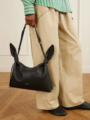 Loewe Medium Knotted Leather Shoulder Bag - Black