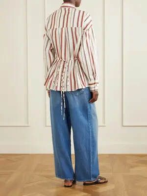 SIR. Alva Striped Cotton-poplin Shirt - Neutrals