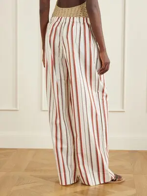 SIR. Alva Striped Cotton Wide-leg Pants - Red