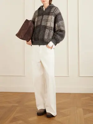 Brunello Cucinelli Sequin-embellished Checked Knit Jacket