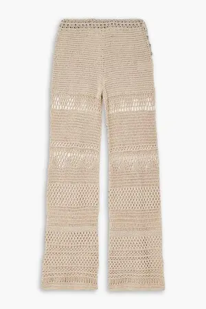 Rabanne Embellished Crocheted Cotton Flared Pants