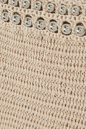 Rabanne Embellished Crocheted Cotton Flared Pants