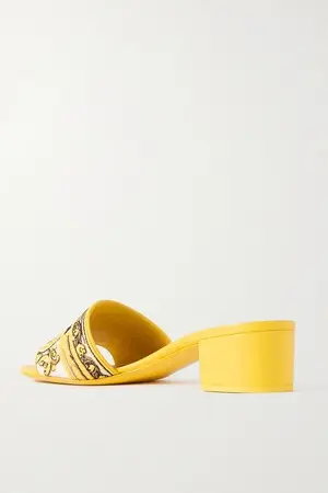 Dolce & Gabbana Maiolica Karol Leathertrimmed Canvasjacquard Sandals