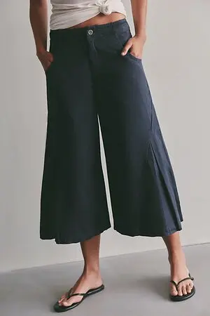 Free People Two Step Crop Chino Pants - Black
