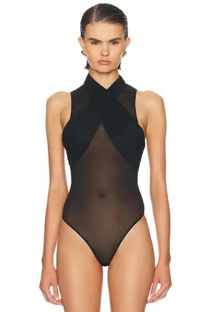 Wardrobe.NYC Translucent Halter Neck Bodysuit