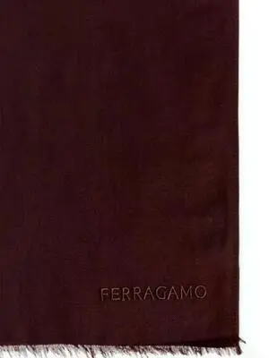 FERRAGAMO Embroidered-logo Cashmere Scarf - Red