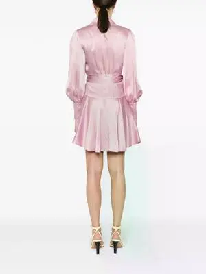 Zimmermann Long-sleeve Wrap Silk Minidress