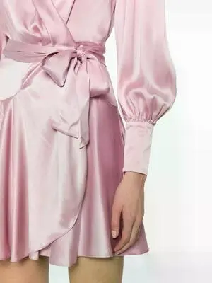 Zimmermann Long-sleeve Wrap Silk Minidress
