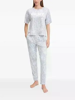 Dkny Logo-print Leopard-pattern Pajamas - Blue