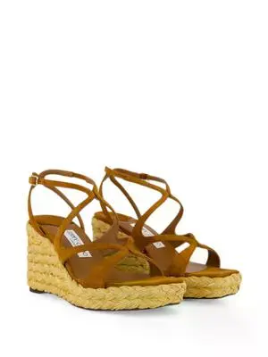 JIMMY CHOO Ayla Suede Wedge Sandals - Brown