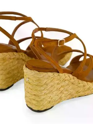JIMMY CHOO Ayla Suede Wedge Sandals - Brown