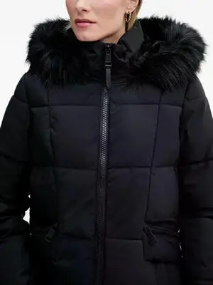 Dkny Hooded Padded Coat With Faux Fur Trim
