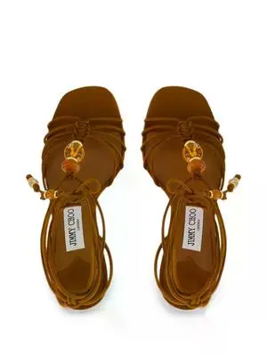 JIMMY CHOO Suede Bead-embellished Wedge Sandals