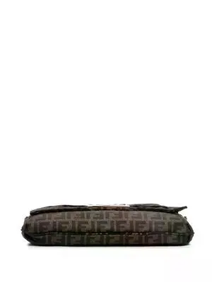 Fendi Large Zucca Canvas Glitter Mia Flap Shoulder Bag