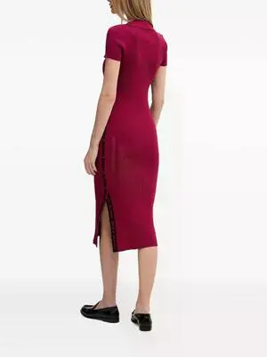 Dkny Ribbed-knit Midi Dress With Logo Tape Detail