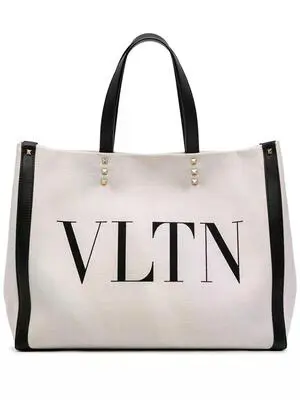 Valentino Garavani Canvas Rockstud Vltn Tote - Brown