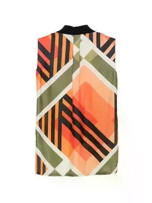 SIMONA CORSELLINI Sleeveless Geometric Print Pussy-bow Blouse