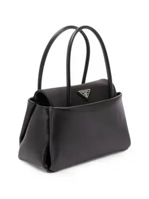 Prada Leather Handbag With Enamel Triangle Logo