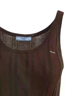 Prada Ribbed Knit Logo Tank Top