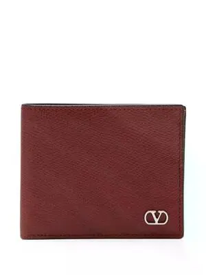 Valentino Garavani Vlogo Signature Grained Leather Billfold Wallet - Red