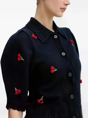 Stine Goya Cherry Embellished Puff-sleeve Cardigan