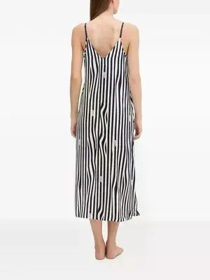 Dkny Striped Logo Print V-neck Nightdress