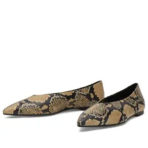 AeydĒ Moa Snake Print Pointed Toe Flats