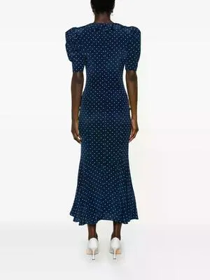 Alessandra Rich Polka Dot Print Midi Dress