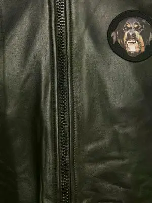 Givenchy Rottweiler Patch Leather Bomber Jacket - Black