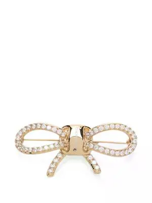 FERRAGAMO Vara Bow Pavé-embellished Brooch - Gold