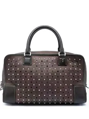 Loewe 2009 Bicolor Leather Studded Perforated Amazona 36 Handbag