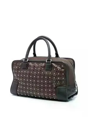 Loewe 2009 Bicolor Leather Studded Perforated Amazona 36 Handbag