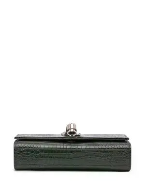 Saint Laurent Medium Croc Embossed Leather Kate Tassel Crossbody Bag - Green