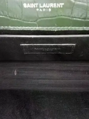 Saint Laurent Medium Croc Embossed Leather Kate Tassel Crossbody Bag - Green
