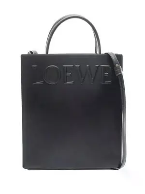 Loewe Leather Satchel With Embossed Logo - Black