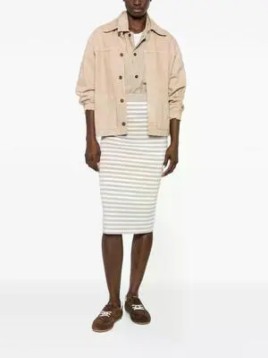 Max Mara Horizontal Stripe Pencil Skirt - Neutrals